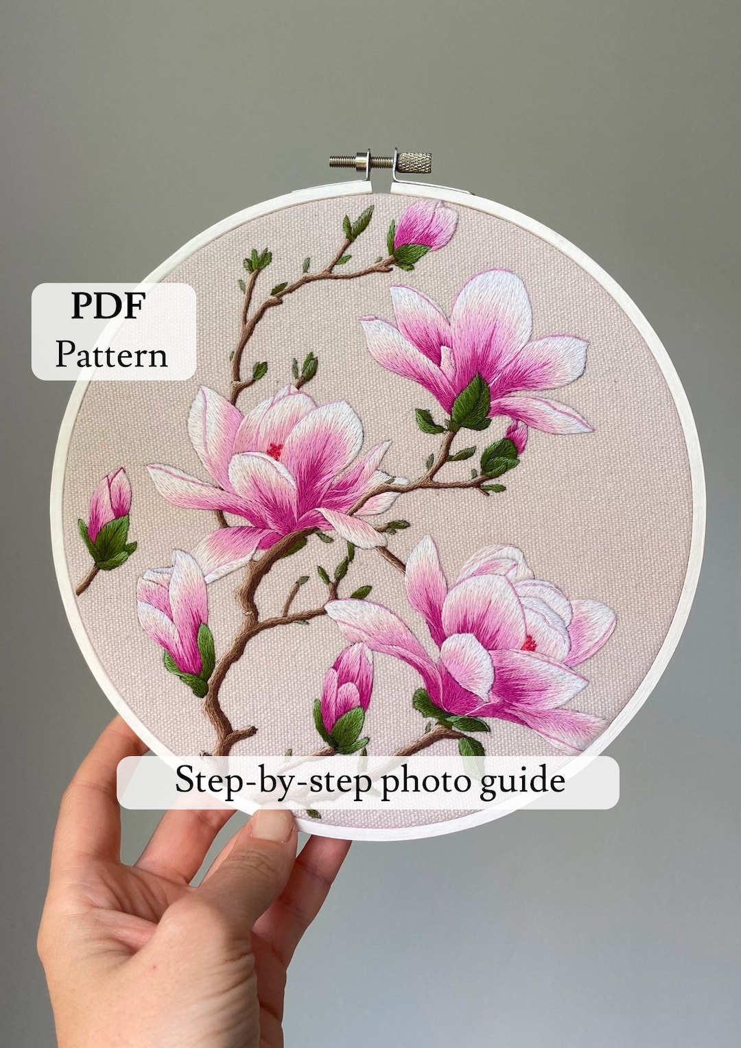 PDF Embroidery Pattern Magnolia Flower Embroidery, Botanic Embroidery ...
