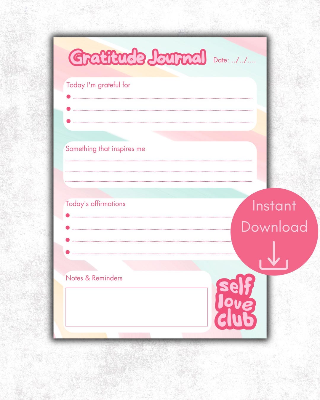 Daily Gratitude Journal Printable | Self Care, Mindfulness, Positive ...