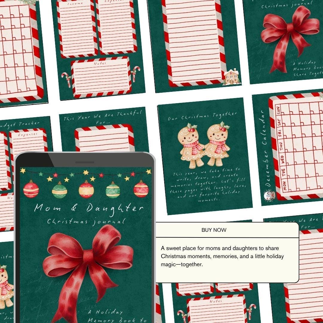 Mom & Daughter Christmas Memory Journal | Printable Holiday Keepsake ...