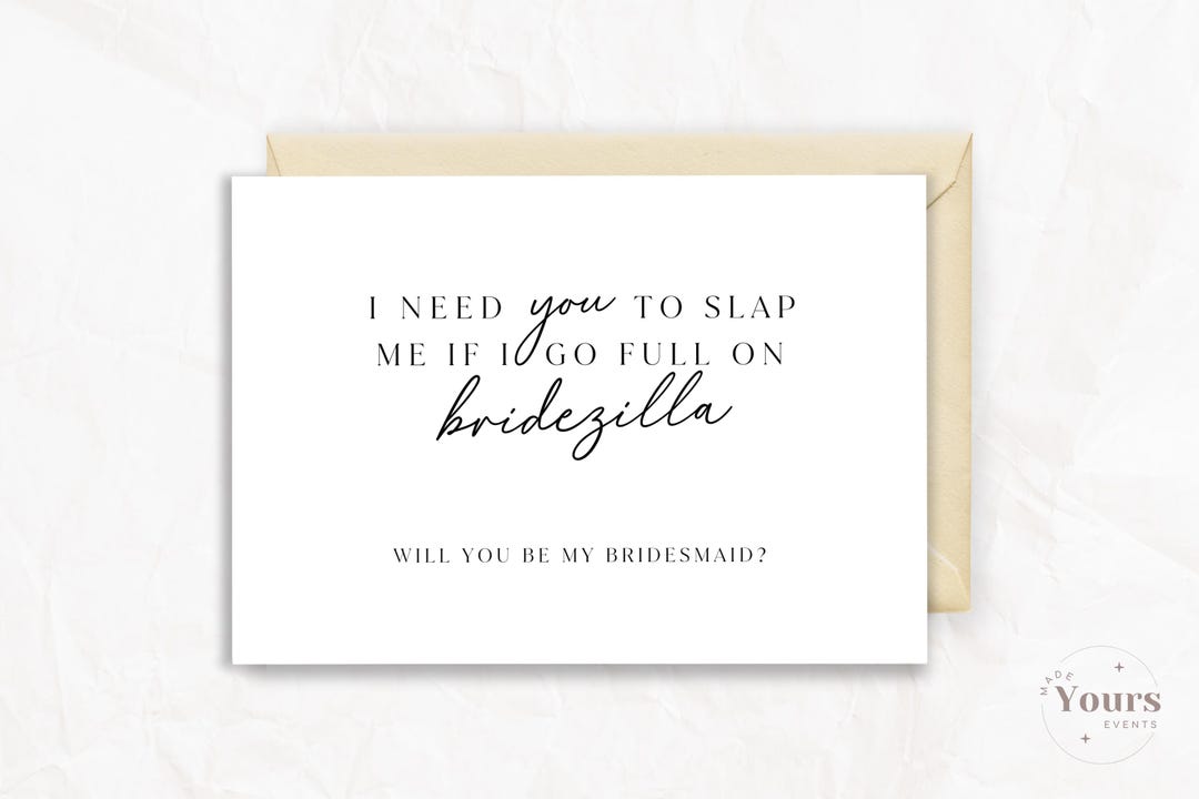 Bridezilla Bridesmaid / Maid of Honor Proposal Card - Digital Template ...
