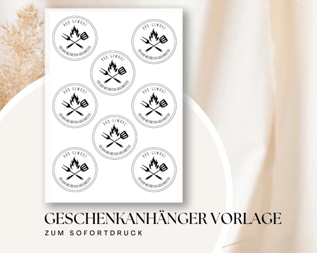 BBQ Spice Gift Tag Template to Print | Grill Gift Labels Printable ...