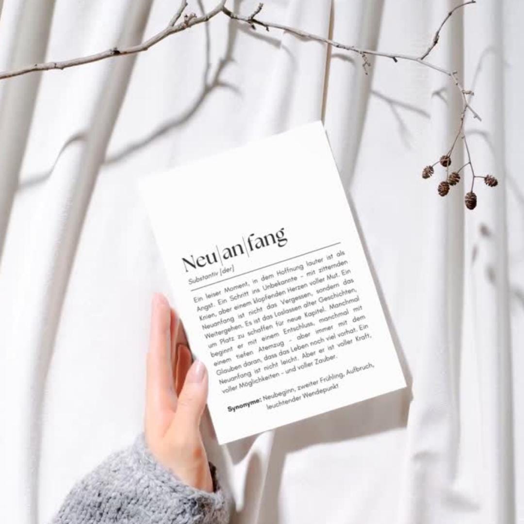 Neuanfang Printable Karte | Digitale Karte mit Spruch zum Ausdrucken ...