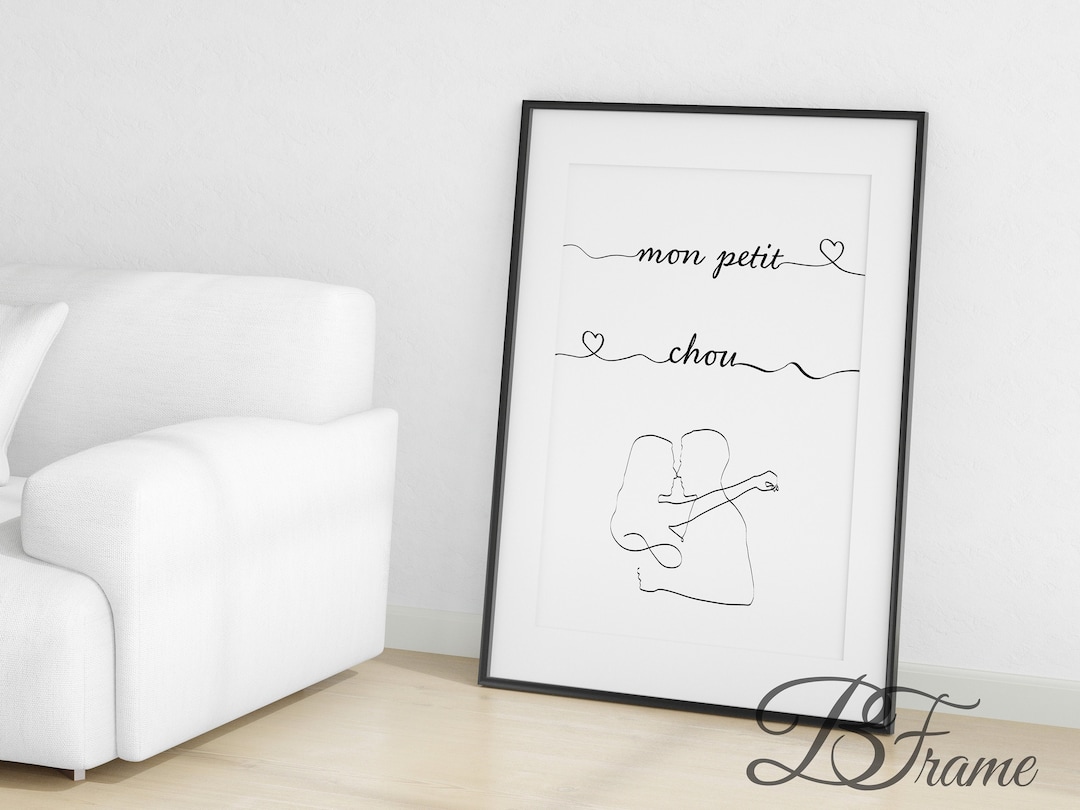 Minimalist French Quote Poster Romantic Line Art Wall Decor Handwriting ...