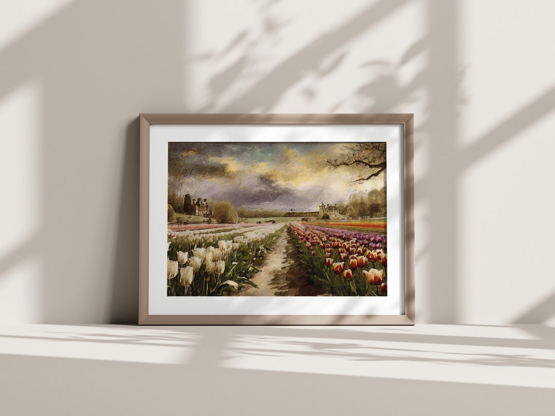Vintage Impressionist Flower Garden Print, Botanical Landscape Oil ...