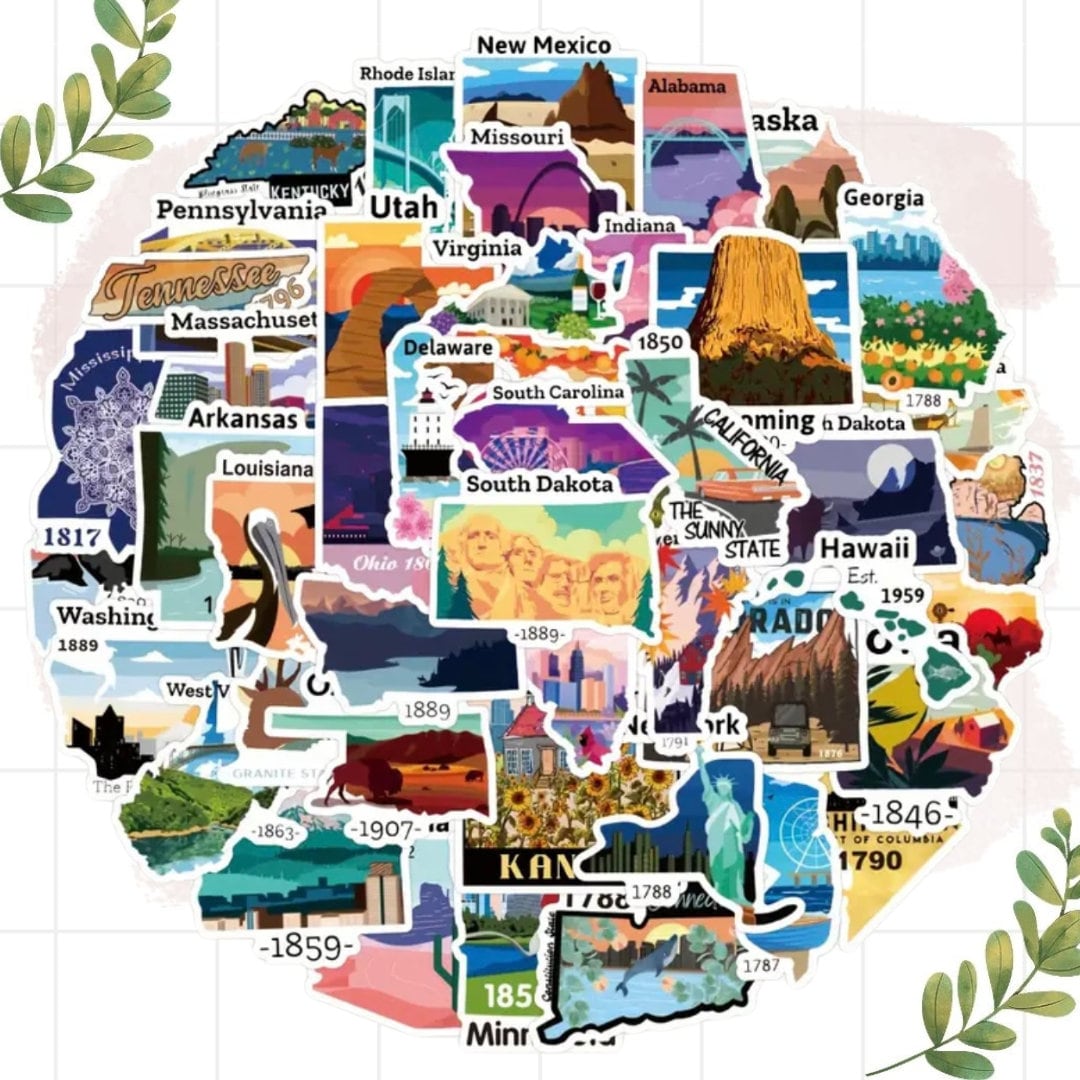 Glossy Vinyl Waterproof Stickers State Stickers planner Scrapbooking ...