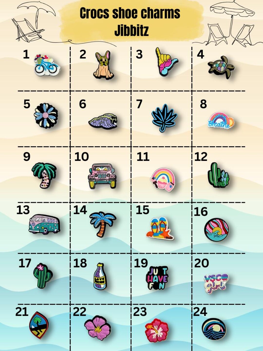 Tropical Summer Vacation Croc Shoe Charms Fun Croc Accessories Shoe ...