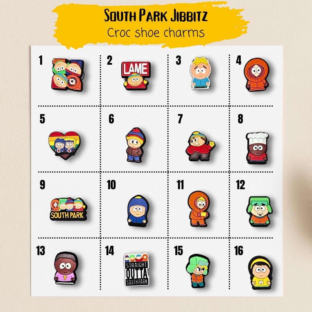 South Prk Cartoon Croc Shoe Charms Animated Comedy Funny Gifts Croc ...