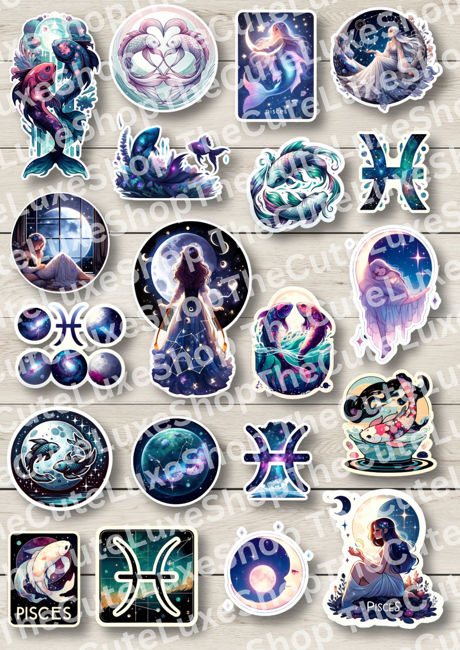 PISCES ZODIAC Theme Digital Stickers 20 Pcs Aesthetics Perfect for ...