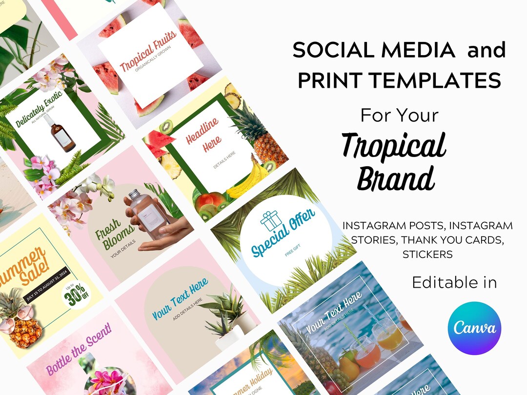 Tropical Brand Social Media and Print Kit. Lush, Vibrant Photos of ...