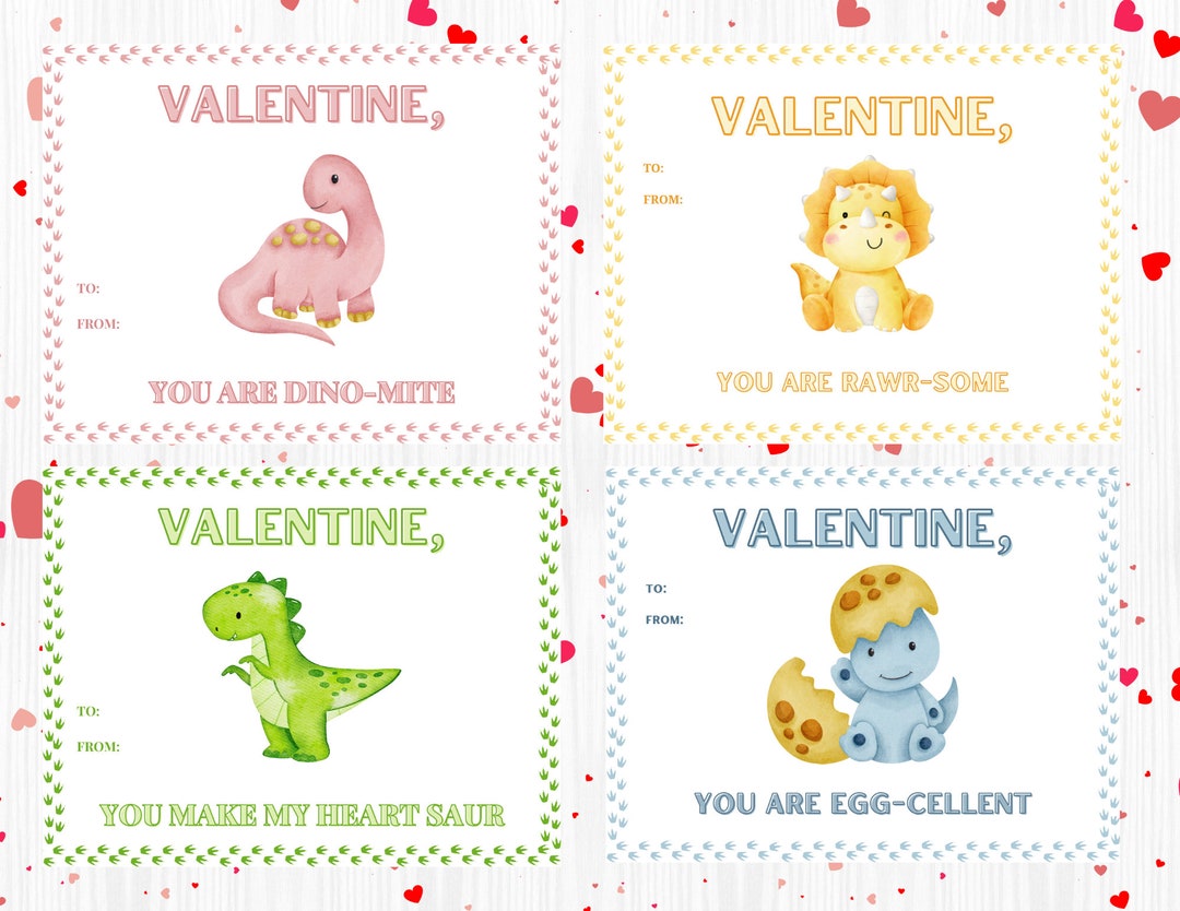 Printable Dinosaur Valentine's Day Cards - Etsy
