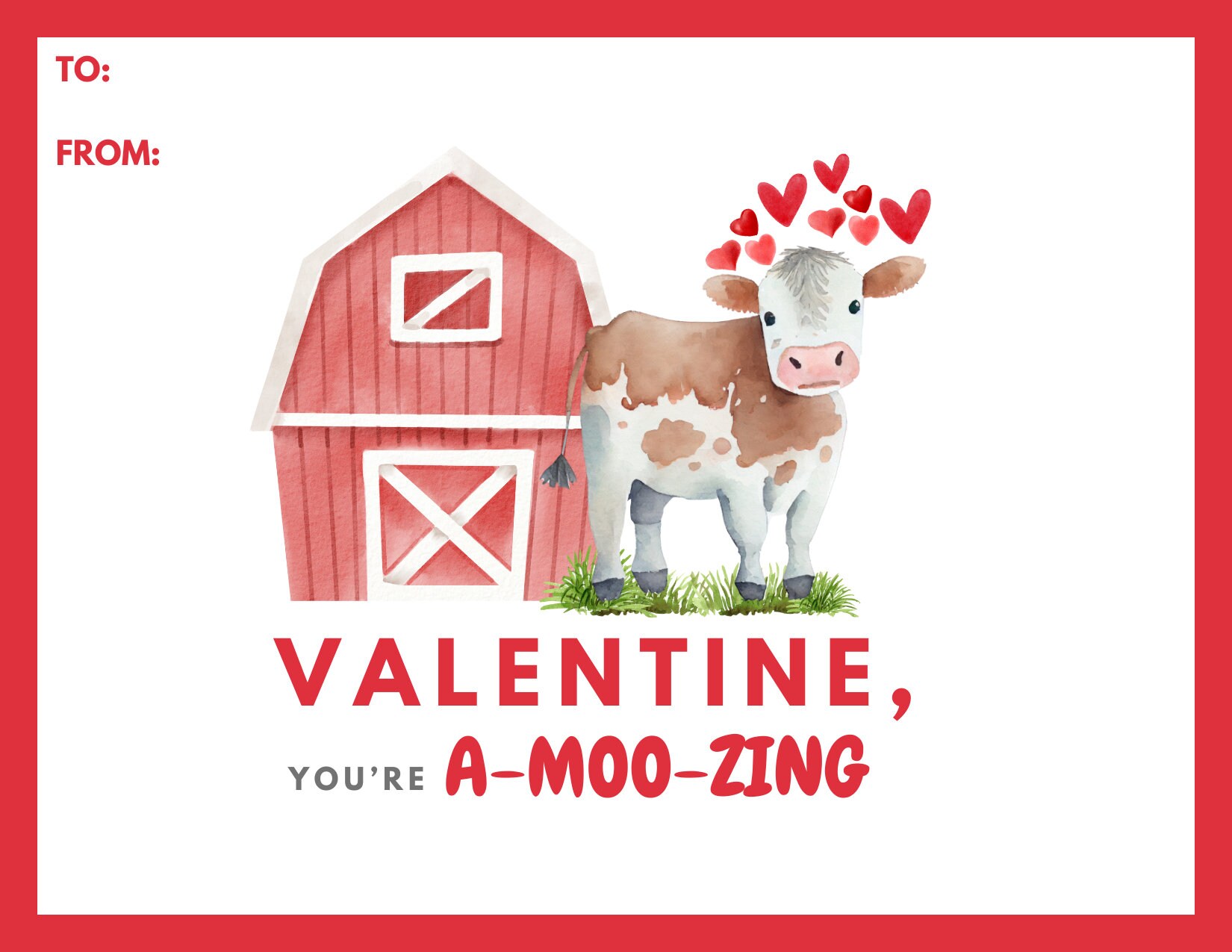 Printable Farm Animals Valentine's Day Cards - Etsy