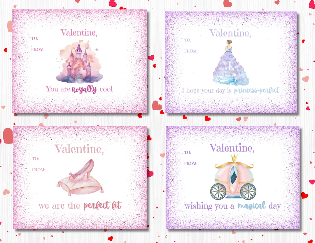 Printable Princess Valentine's Day Cards - Etsy