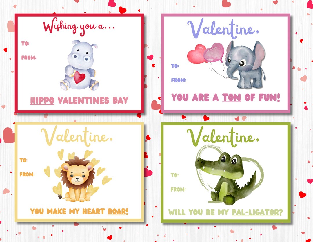 Printable Zoo Animals Valentine's Day Cards - Etsy