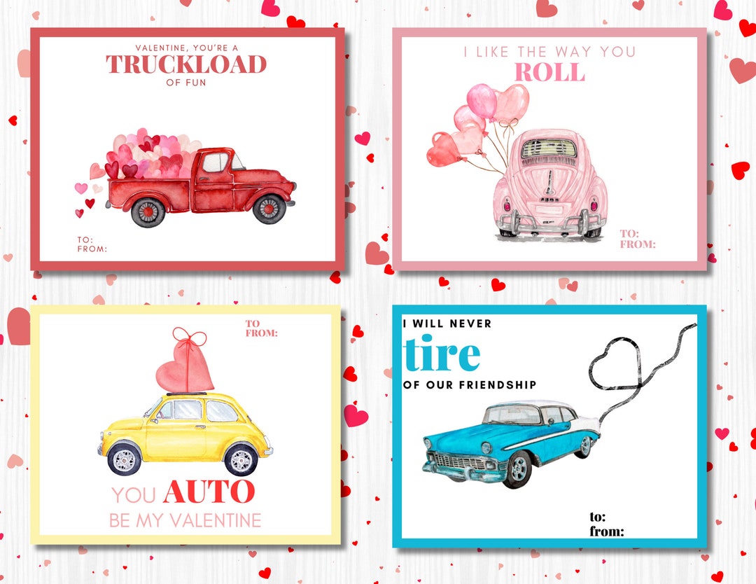 Printable Car Valentine's Day Cards - Etsy