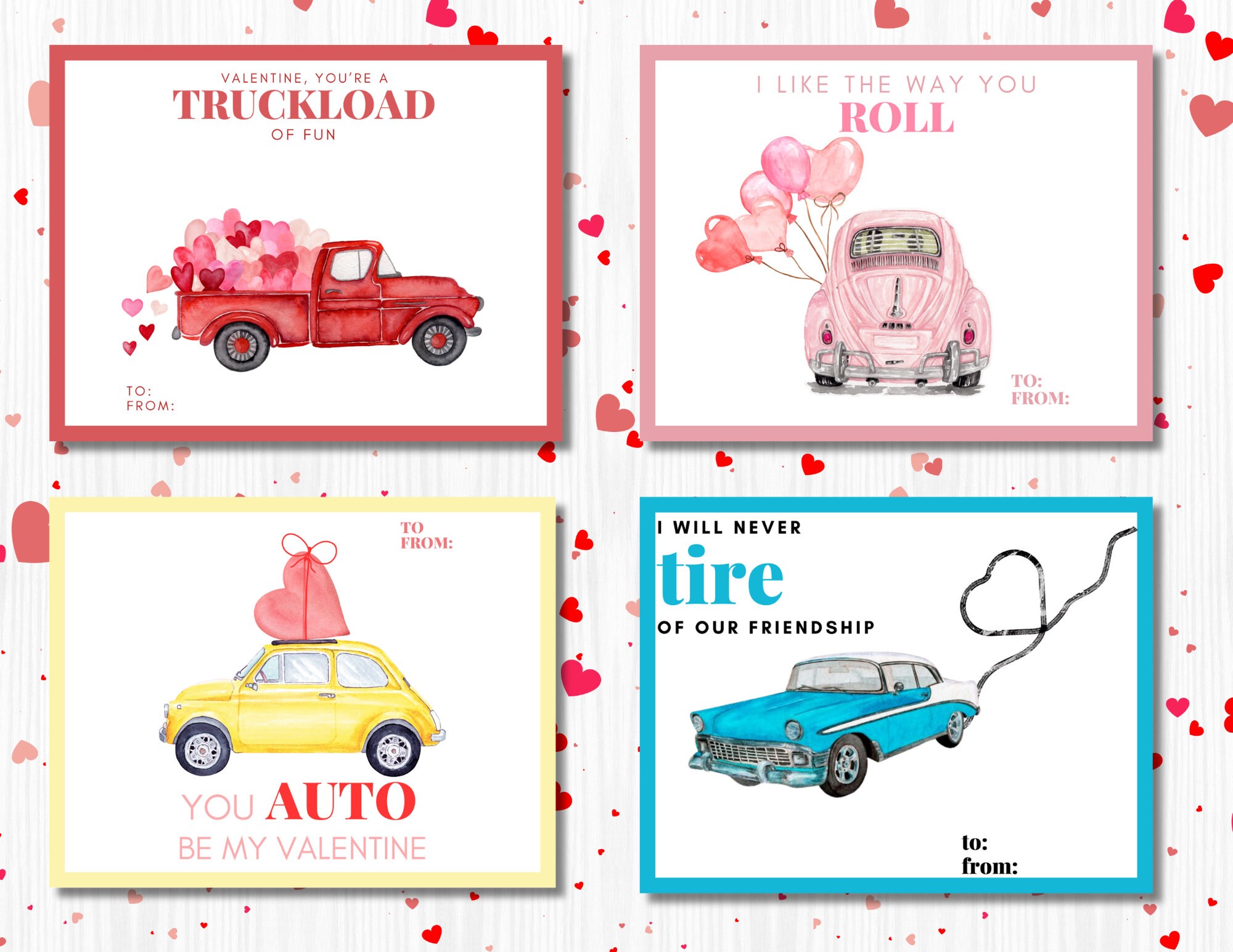 Printable Car Valentine's Day Cards - Etsy