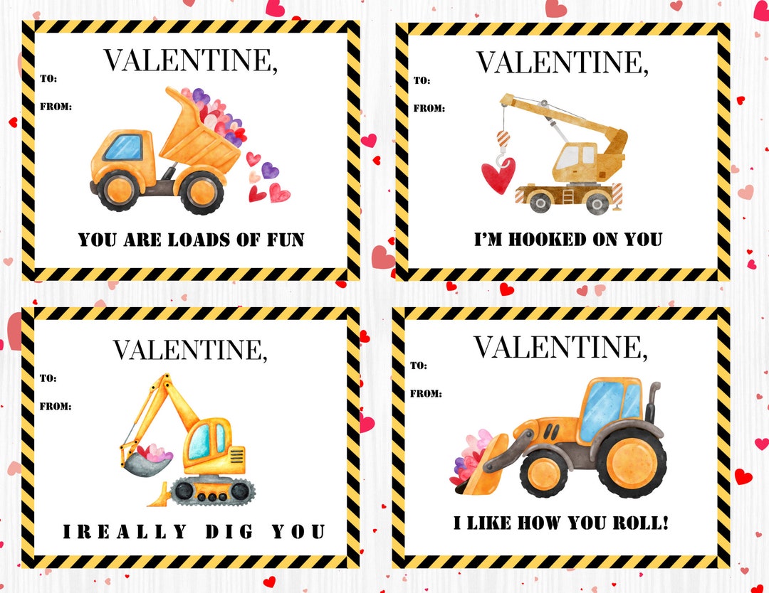 Printable Construction Valentine's Day Cards - Etsy