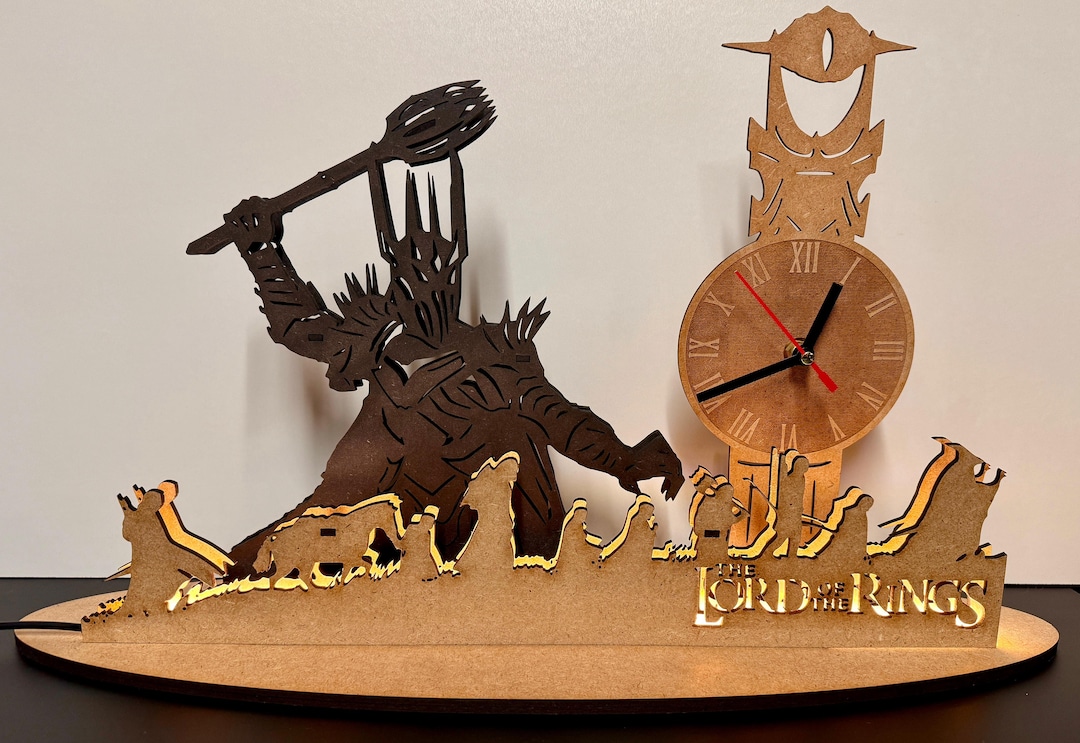 LED Clock Lord of the Rings Lamp Stand Gift Decoration Illuminated ...