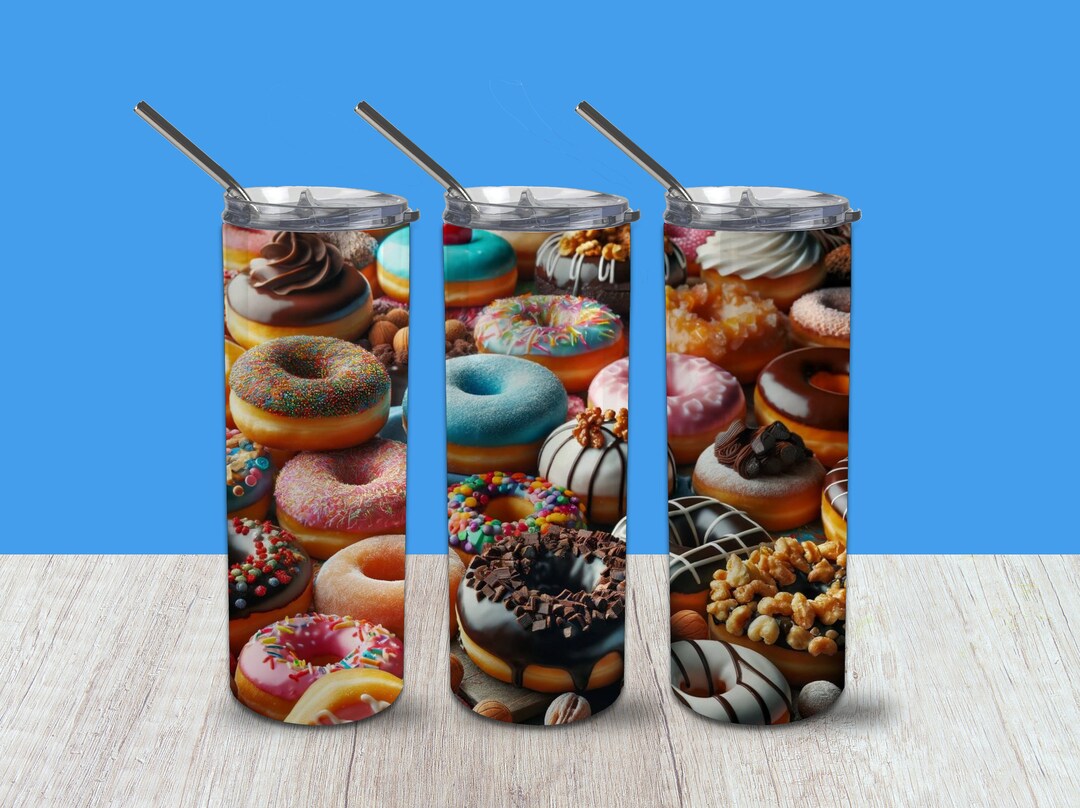 Donut Feast 20 Oz Skinny Tumbler Wrap, Design, 9.4" X 8.3" Straight ...