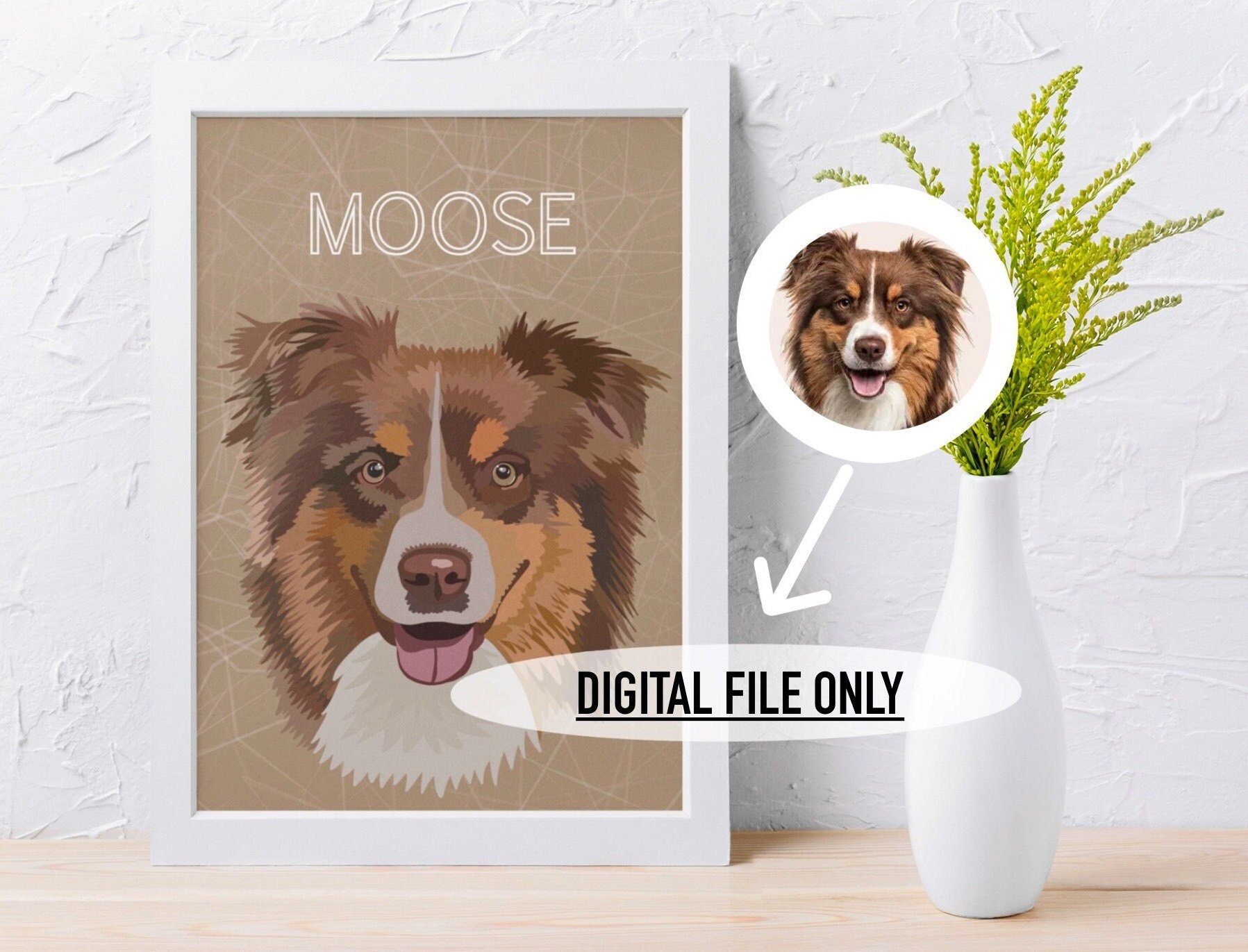 Custom Pet Portrait Using Photo, Personalized Pet Portrait, Digital Pet Portrait From Photo, Dog ...