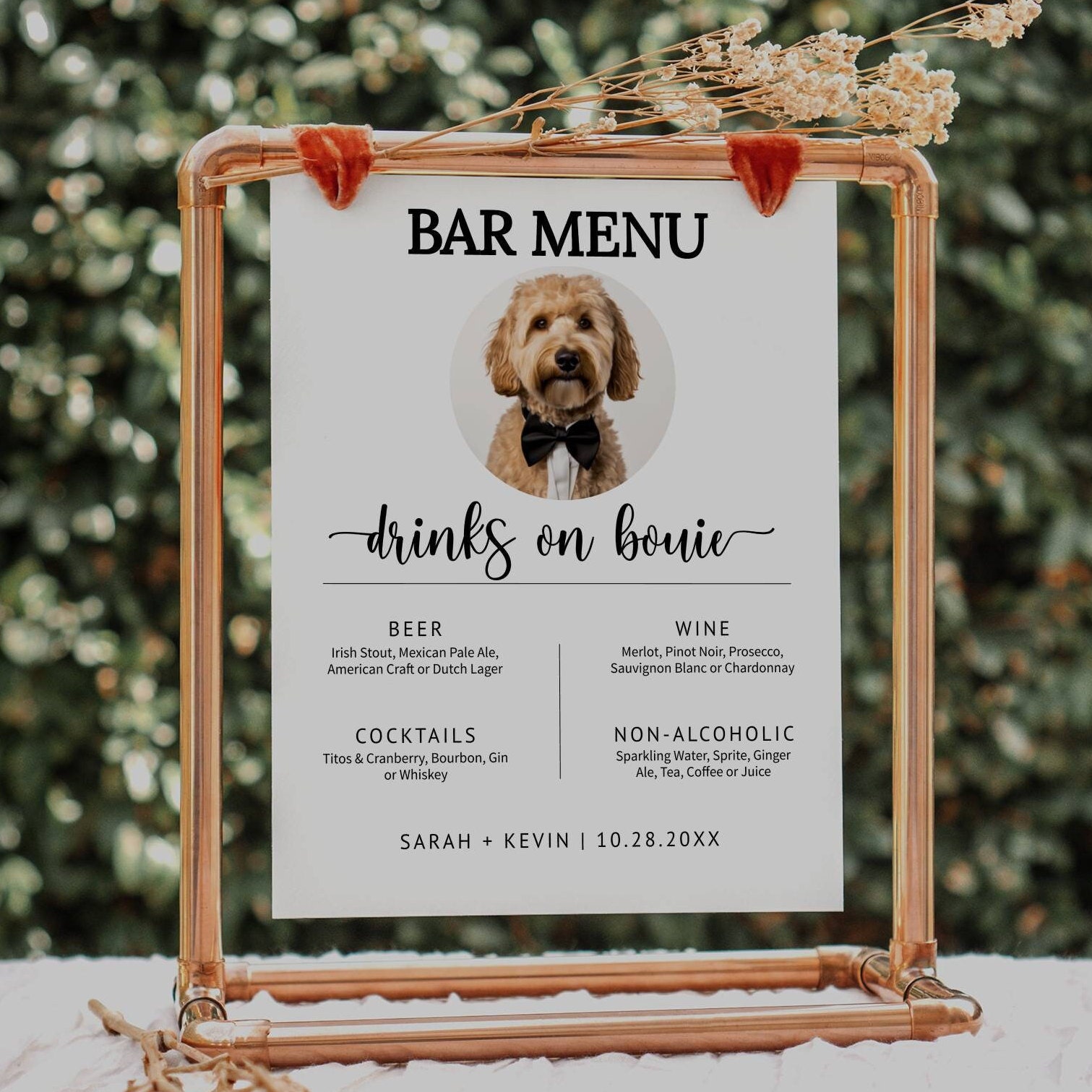 Pet Bar Menu Sign Dog Signature Drink Minimalist Bar Menu Dog Signature ...