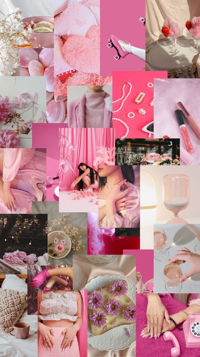 Pink Vibes Collage for Phone Wallpaper - Etsy
