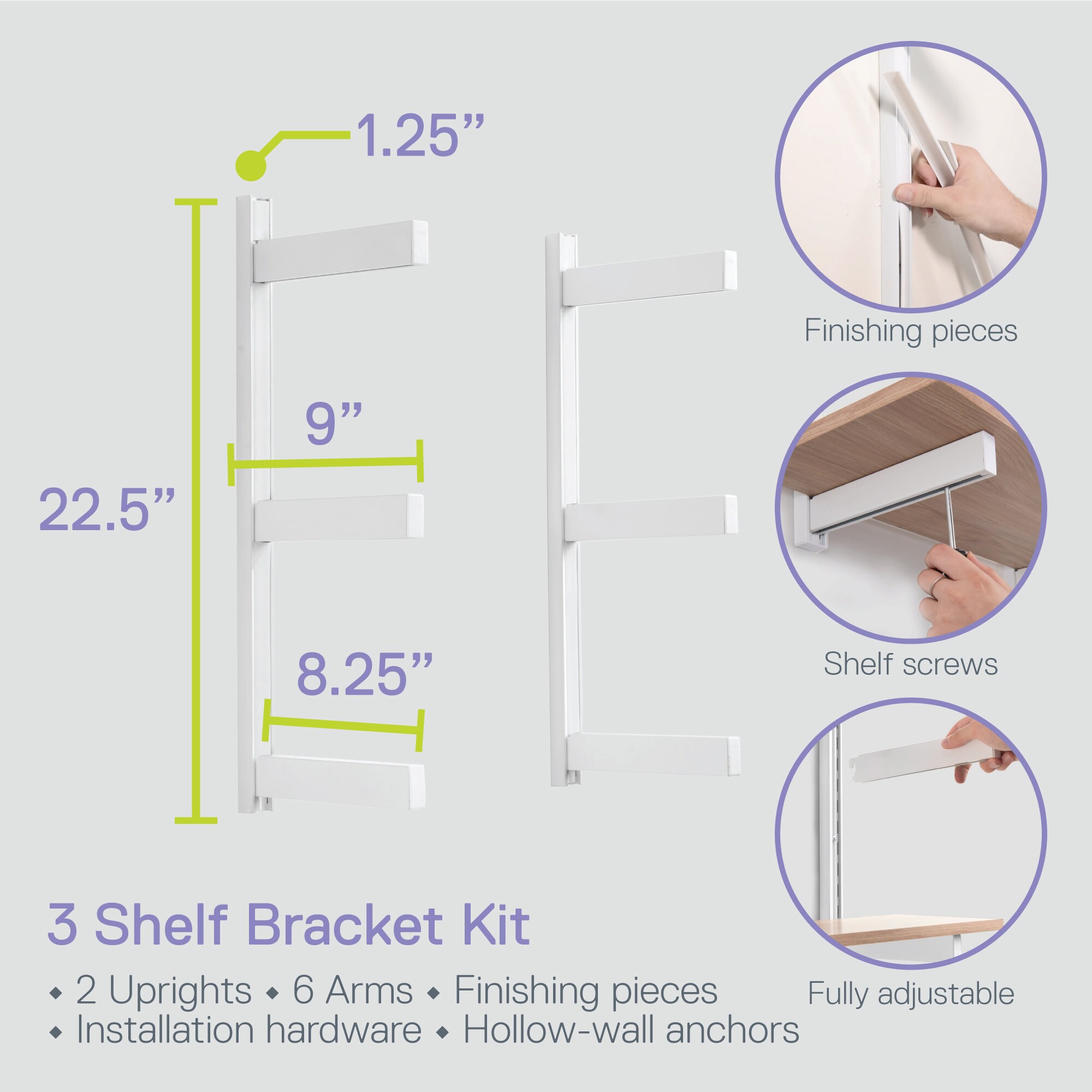 Minimalistic Metal Floating Shelf Brackets, Fully Adjustable 8-inch ...
