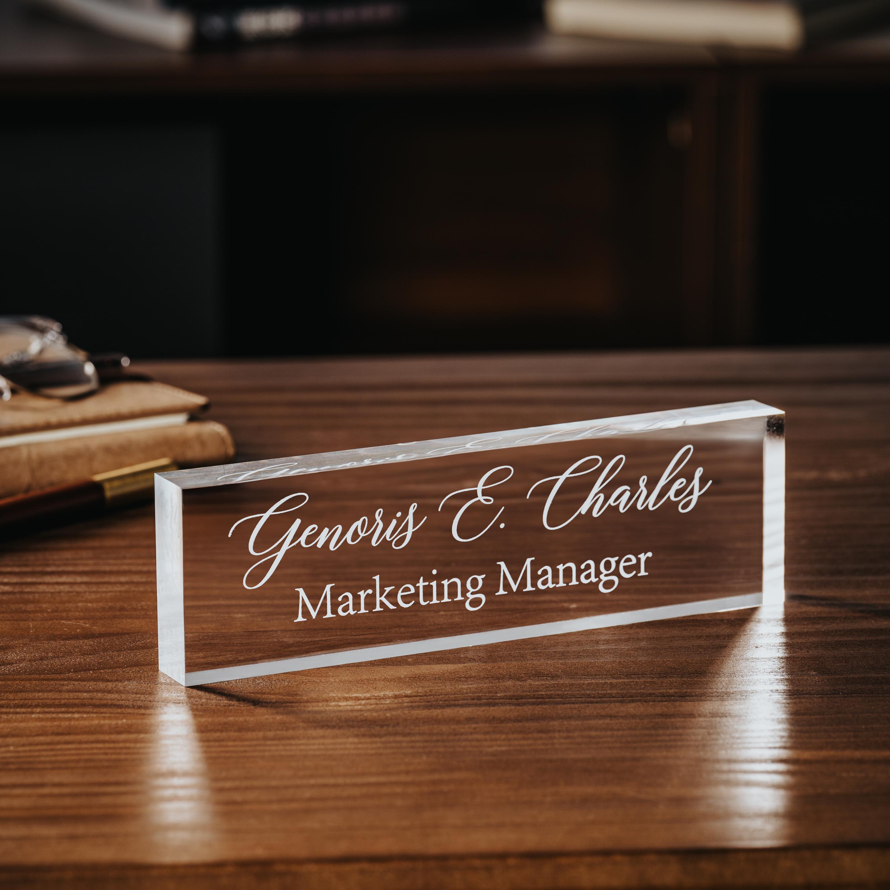 Desk Plaque, Acrylic Name Plate for Desk, Name Plate, Personalized Name ...