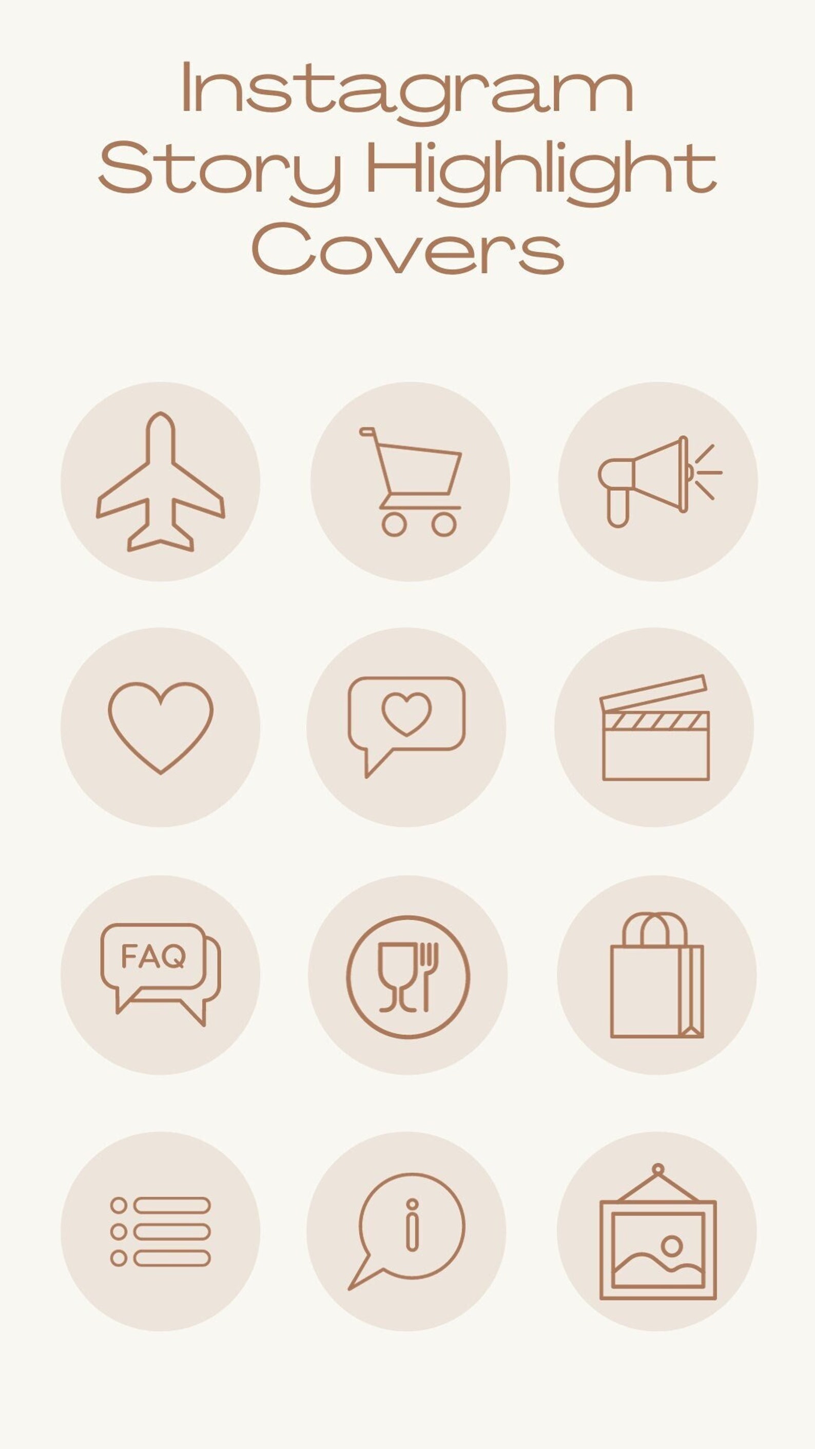 Beige and Brown Simple Minimalist Instagram Story Highlight Covers - Etsy
