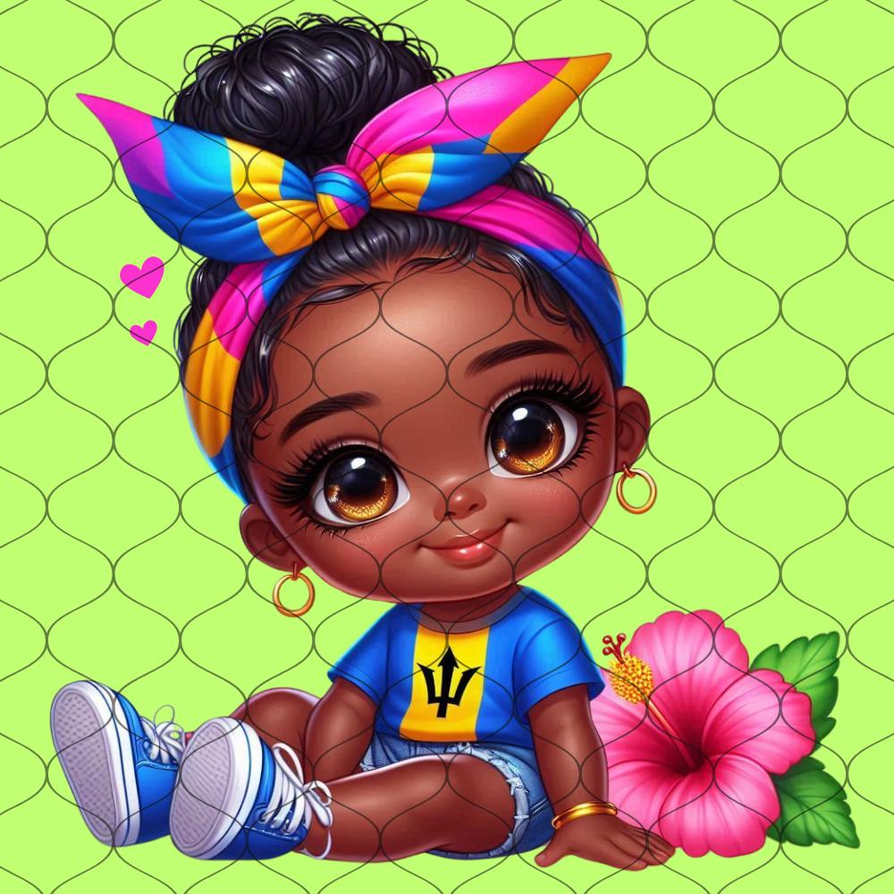Chibi Cute Barbados Baby Girl Clipart, TRANSPARENT PNG, Bajan Girl Png ...