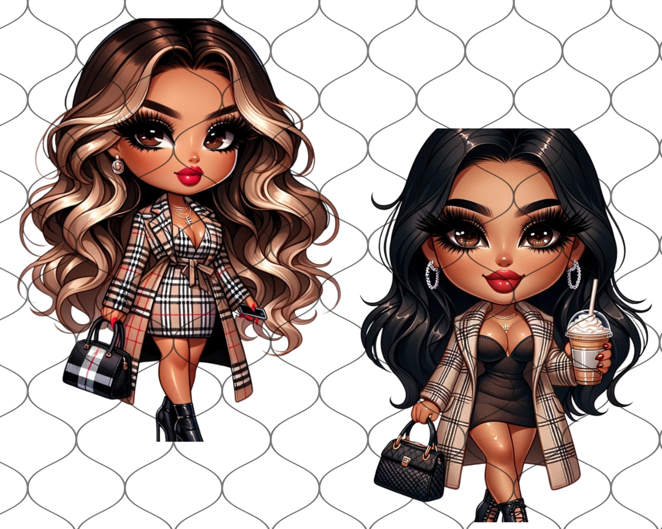 Chibi Fashion Latina, 35 PNG, Hot Latina Clipart, Chibi Hispanic Woman ...