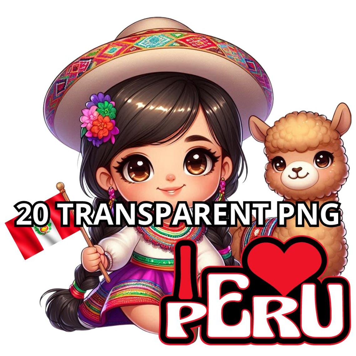Super Cute Chibi Peruvian Baby Girl, 20 PNG, Proud Peruvian, Peruvian ...