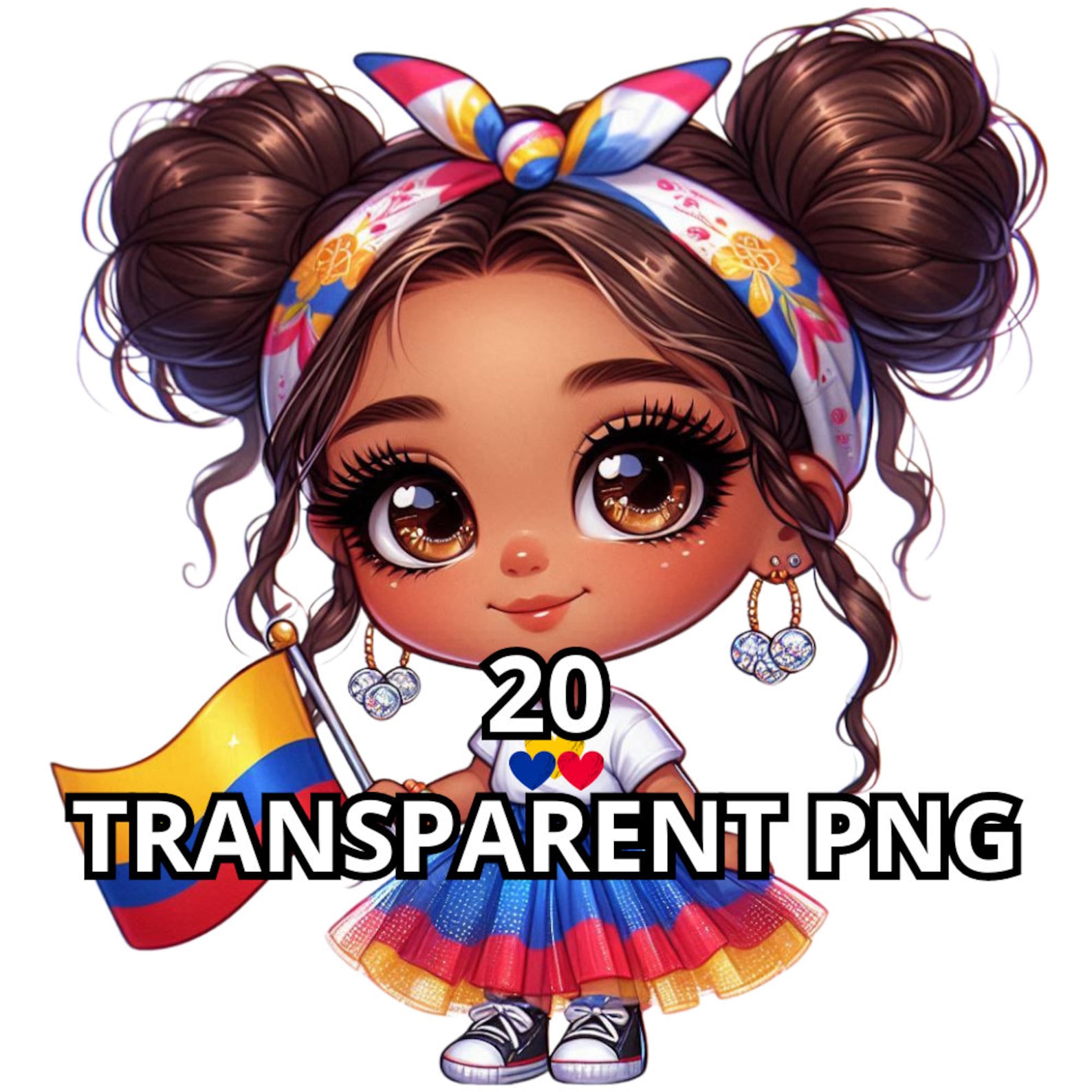 Chibi Cute Colombian Baby Girl Png, 20 Png, Colombian Girl, Proud ...