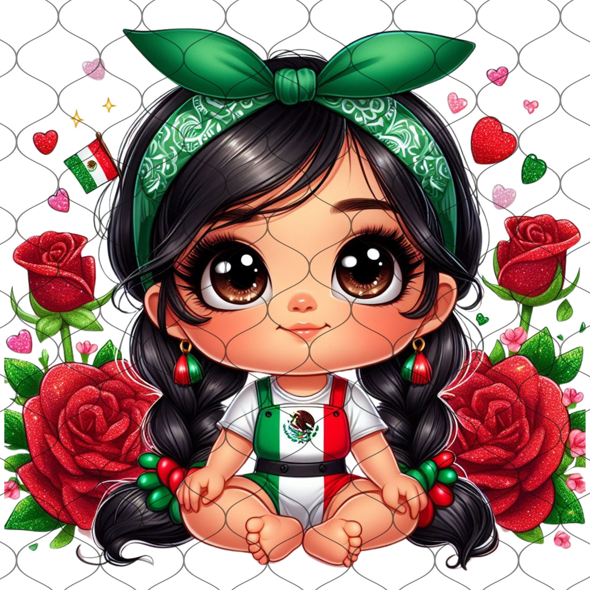 Super Cute Chibi Mexican Girl Clipart, 15 PNG, Latina Princess Clipart ...