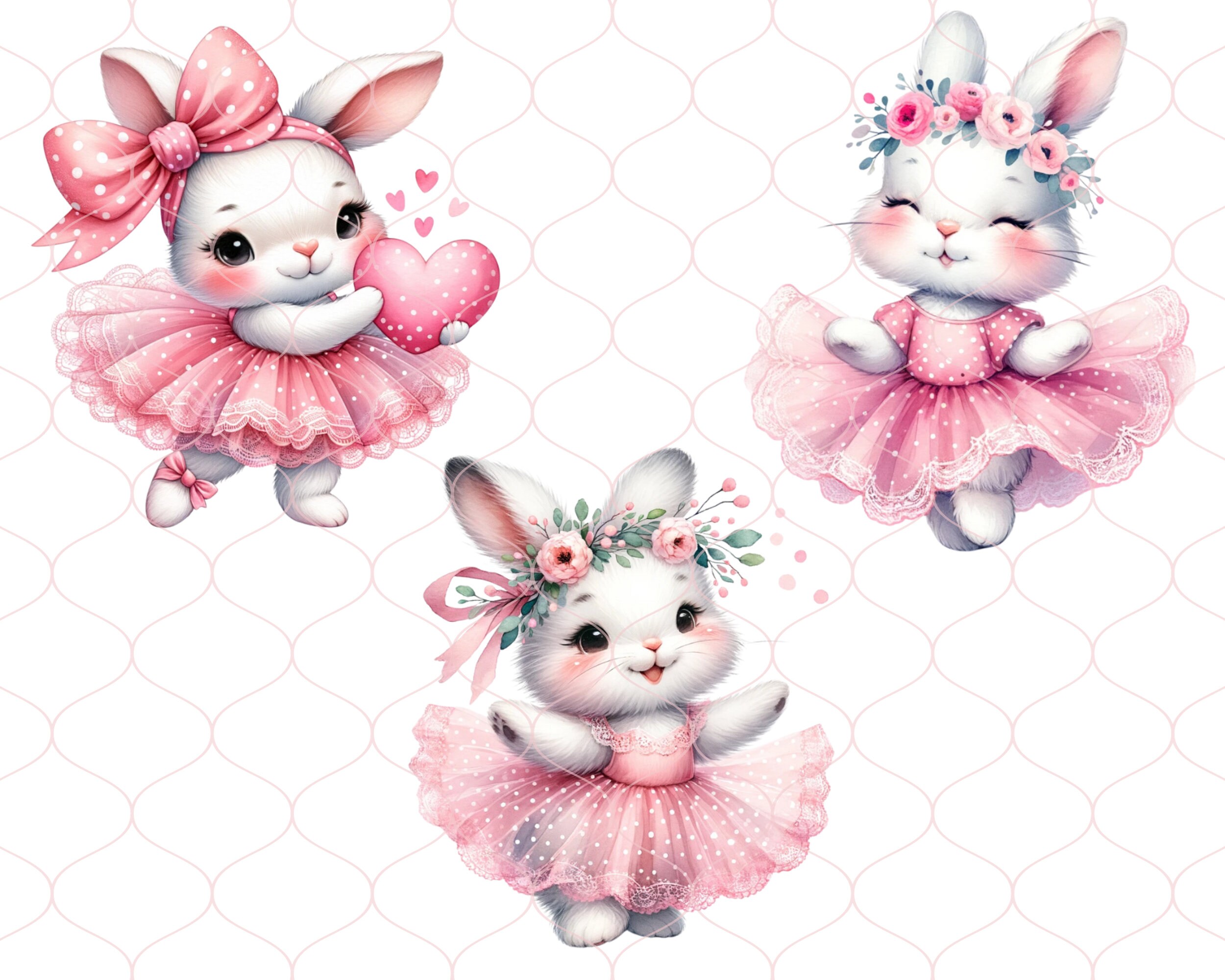 Watercolor Pink Ballerina Bunny,23 PNG, Ballerina Bunny Clipart, Baby ...