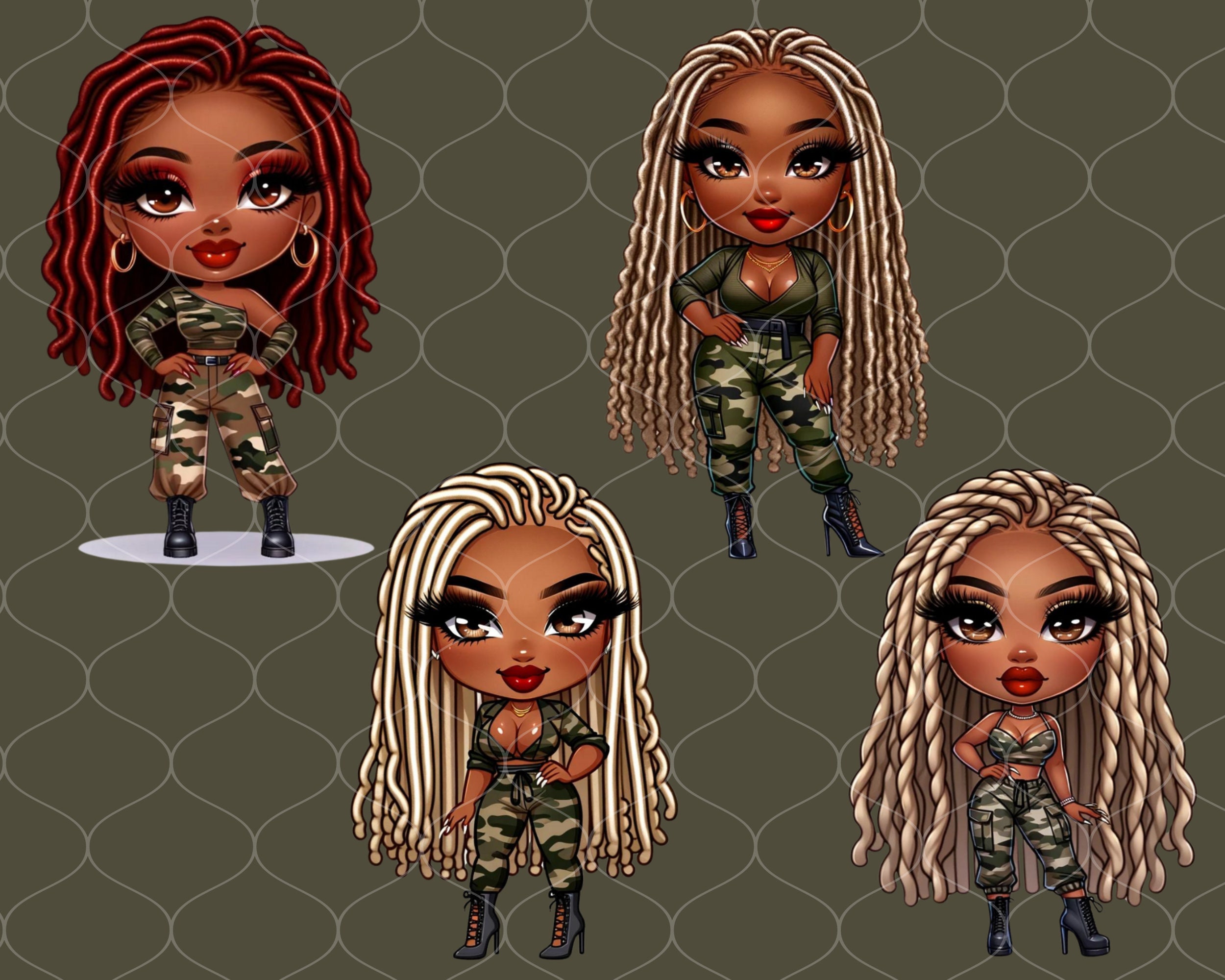 Chibi Army Girl, 30 PNG, Army Girl Clipart, Army Clipart, Military ...