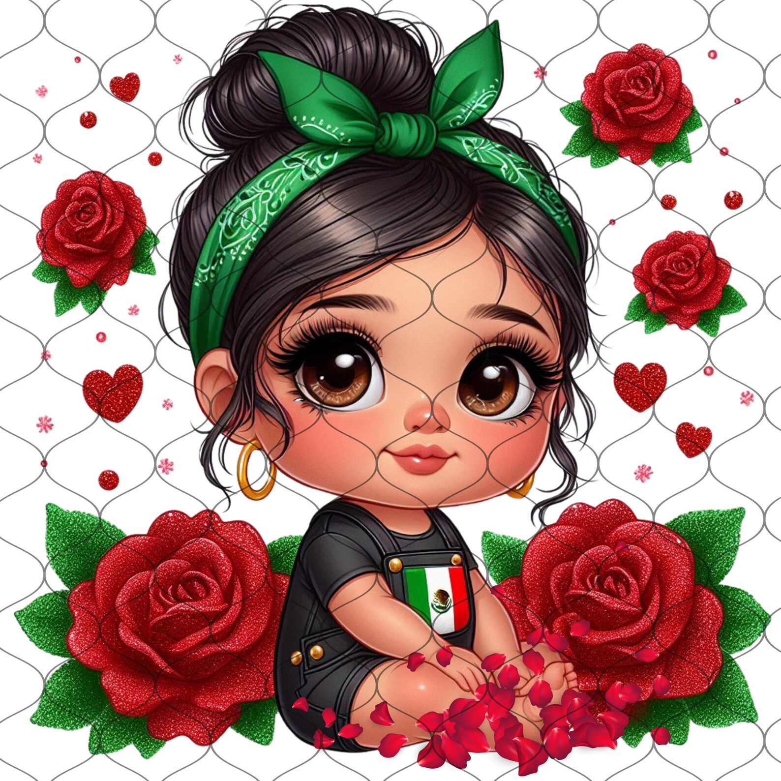 Super Cute Chibi Mexican Girl Clipart, 15 PNG, Latina Princess Clipart ...