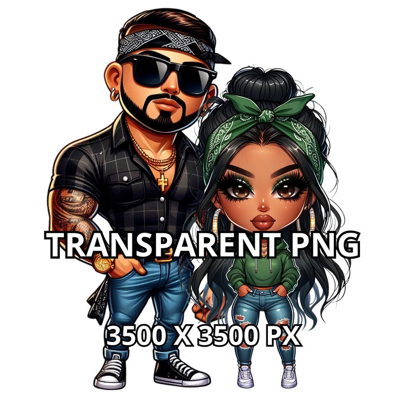 Chibi Chicano Couple Clipart, TRANSPARENT PNG, Latin Couple Png, Love ...