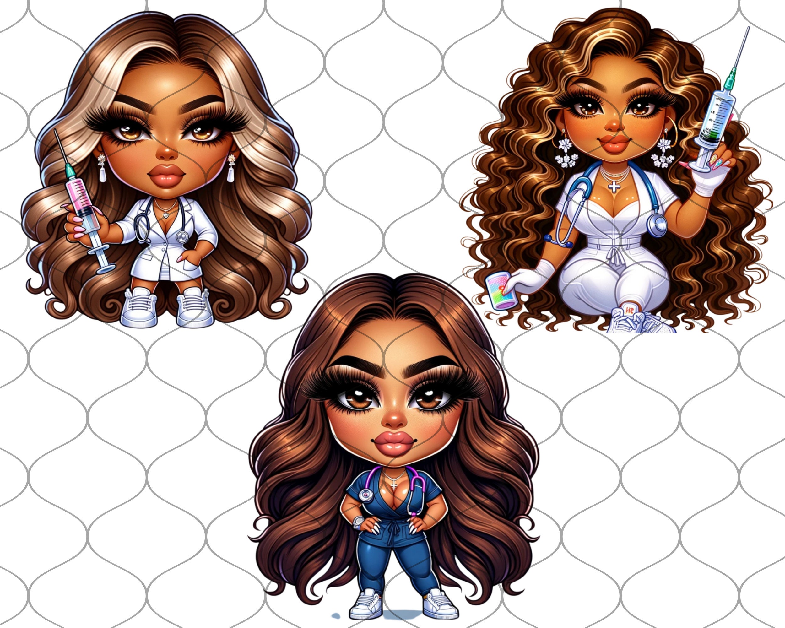 Chibi Latina Nurse & Doctor, 20 PNG, Latina Woman Png, Chibi Dolls Png ...