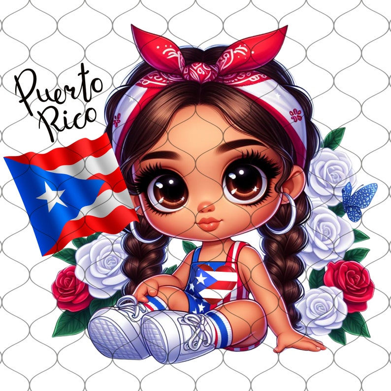 Chibi Cute Puerto Rican Baby Girl Png, 15 Png, Puerto Rico, Chibi Girl ...