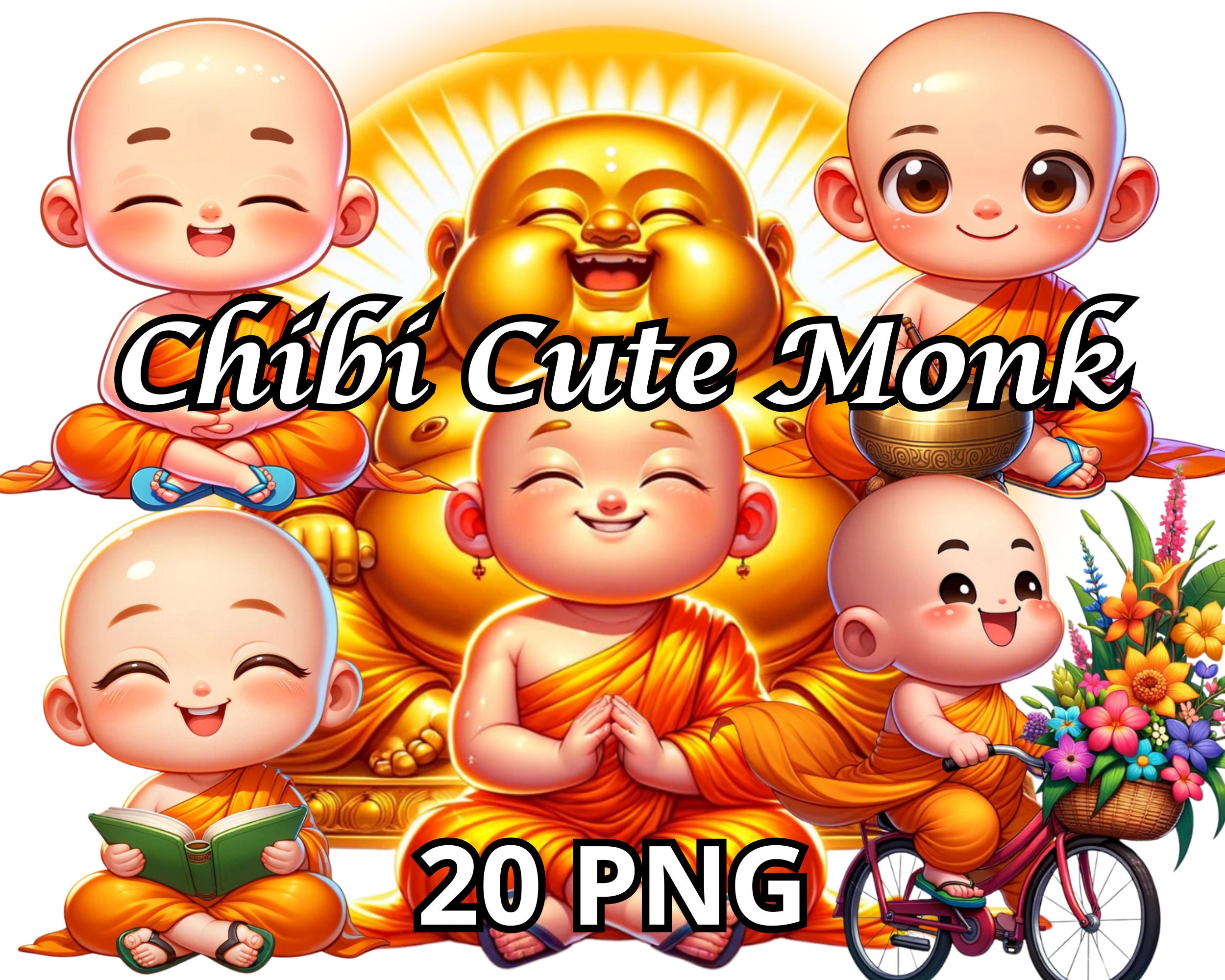 Chibi Cute Monk, 20 TRANSPARENT PNG, Monk Clipart, Buddha Png ...