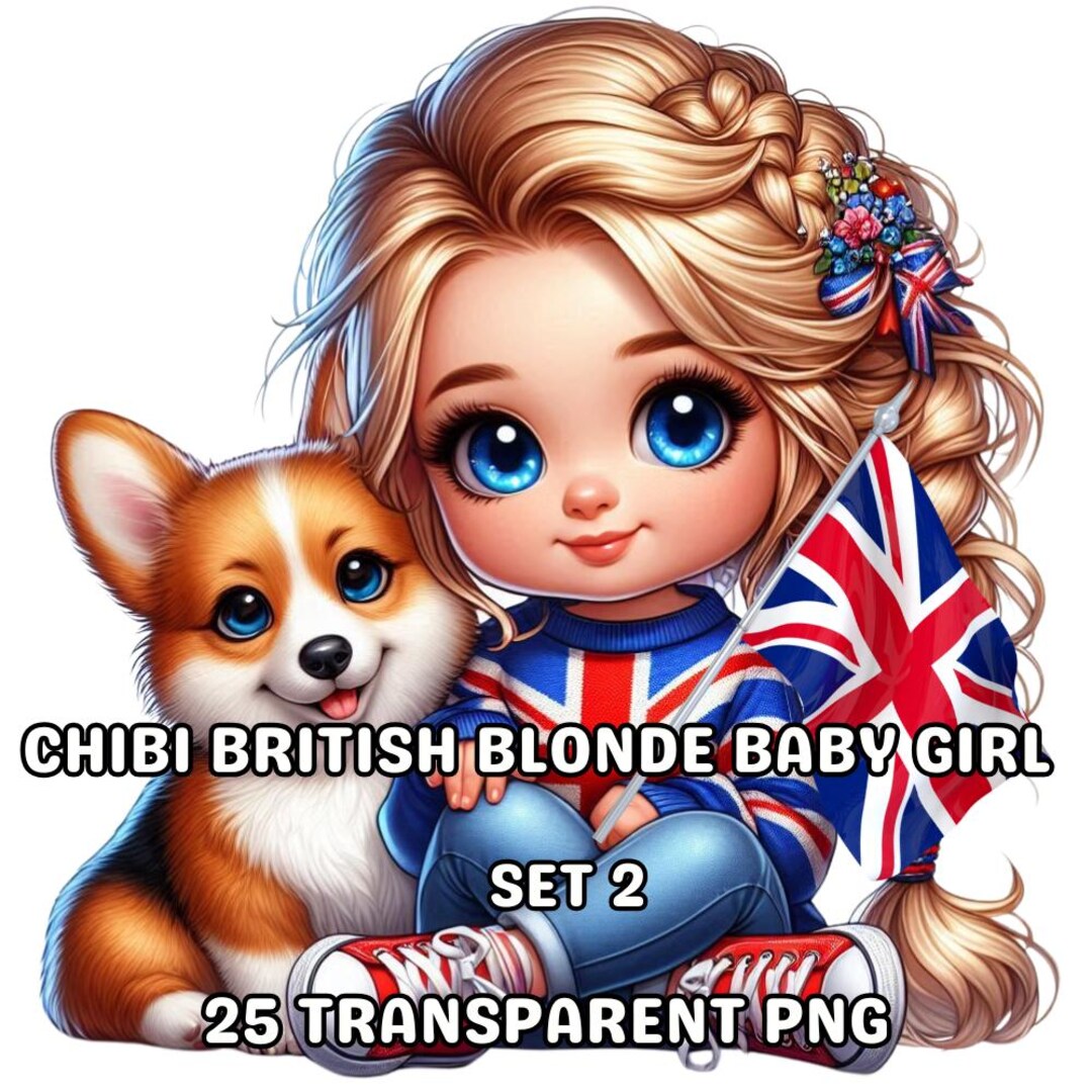 25 Cute Chibi British Blonde Baby Girl Set 2, Chibi Girl Png, Chibi ...