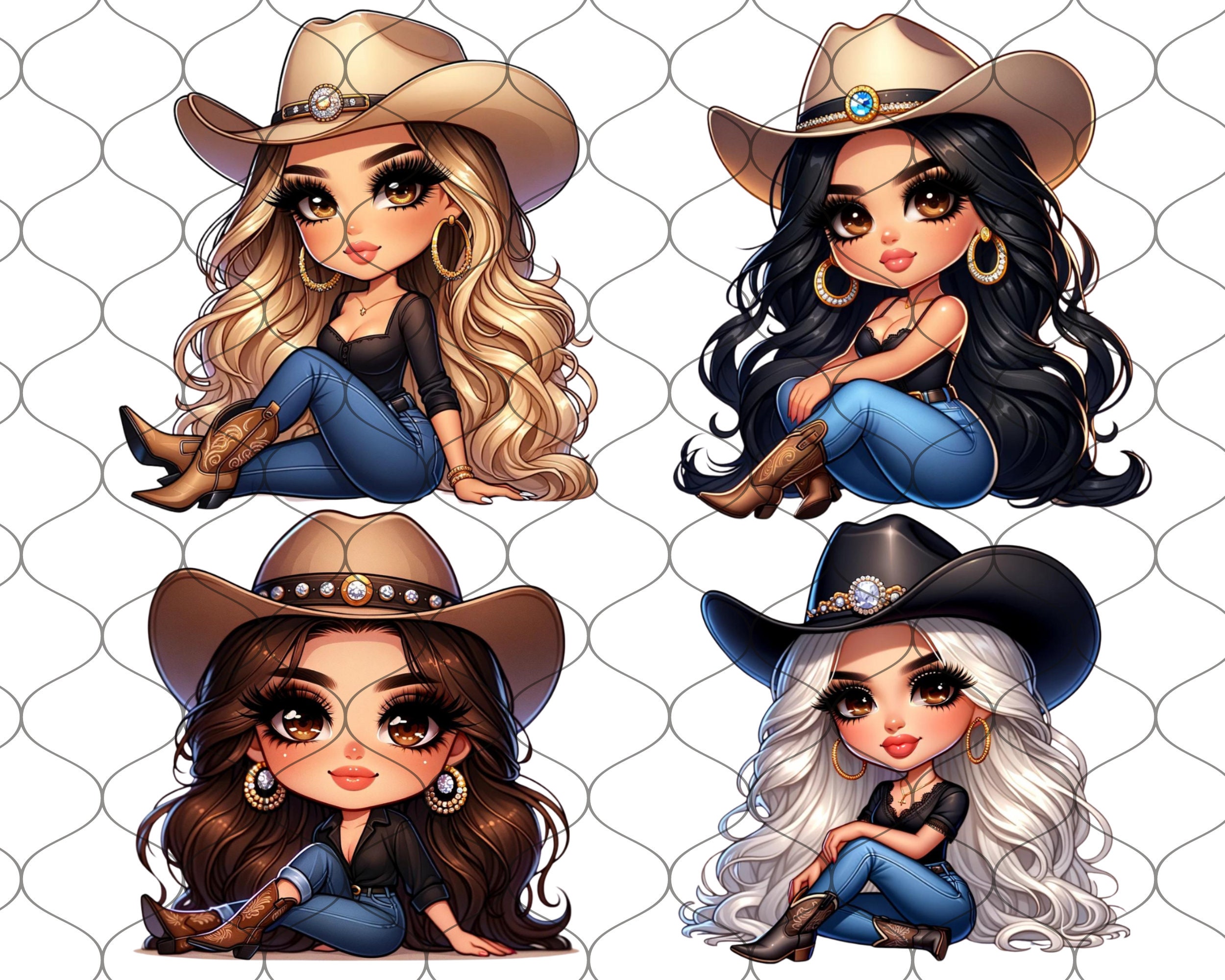 Chibi Latina Cowgirl, 26 Png, Western Girl Png, Cowgirl Png,country ...