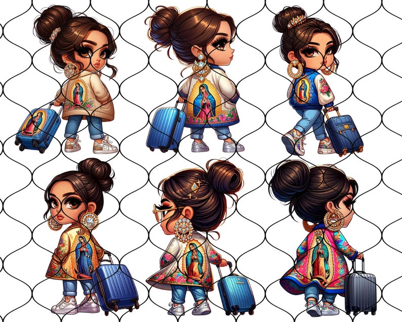 Chibi Travel Latina Girl, 26 PNG, Travel Girl Clipart, Girls Trip ...