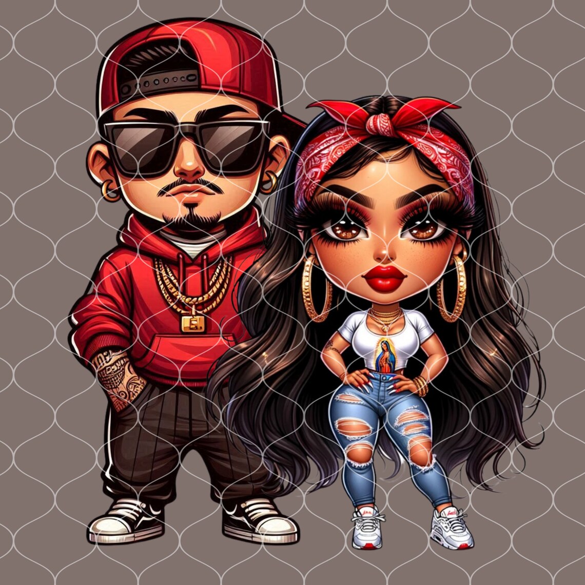 Chibi Chicano Couple Clipart, TRANSPARENT PNG, Latin Couple Png, Love ...