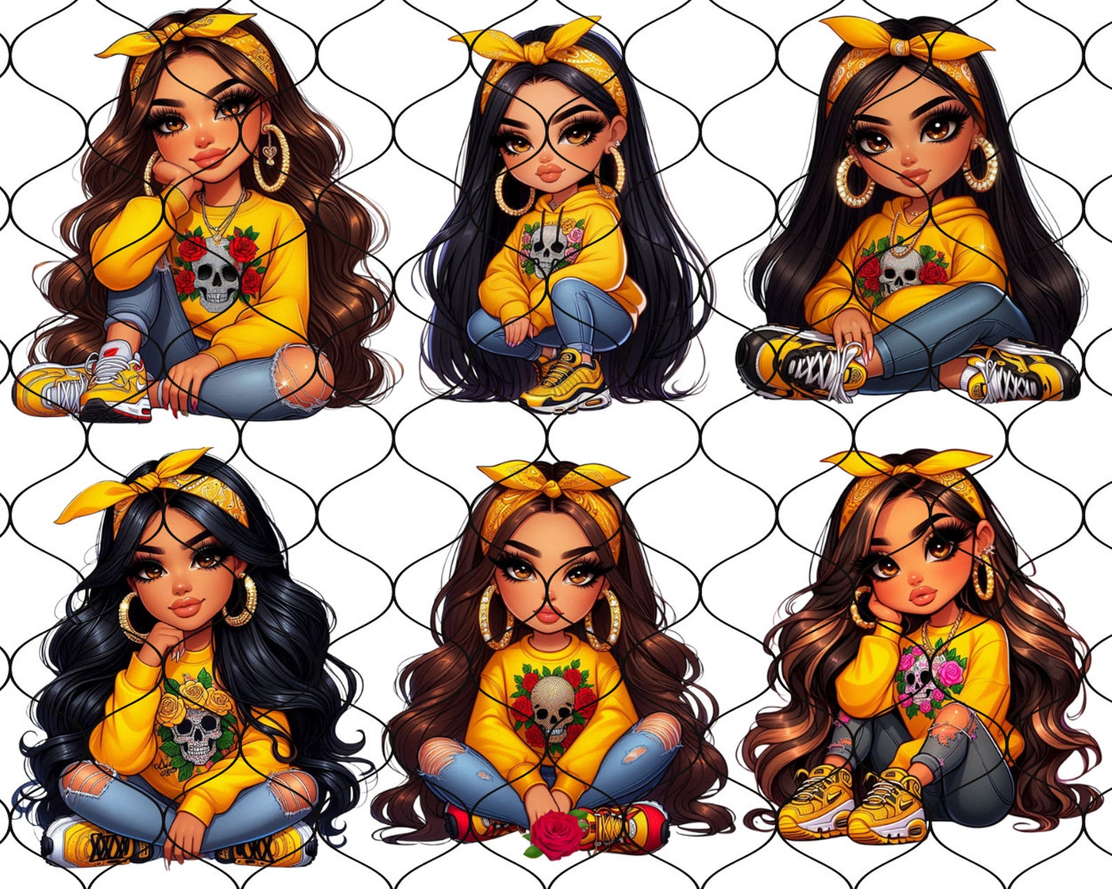 Chibi Cute Chicana Girl, 40 PNG, Chicana Clipart, Chibi Dolls Png ...