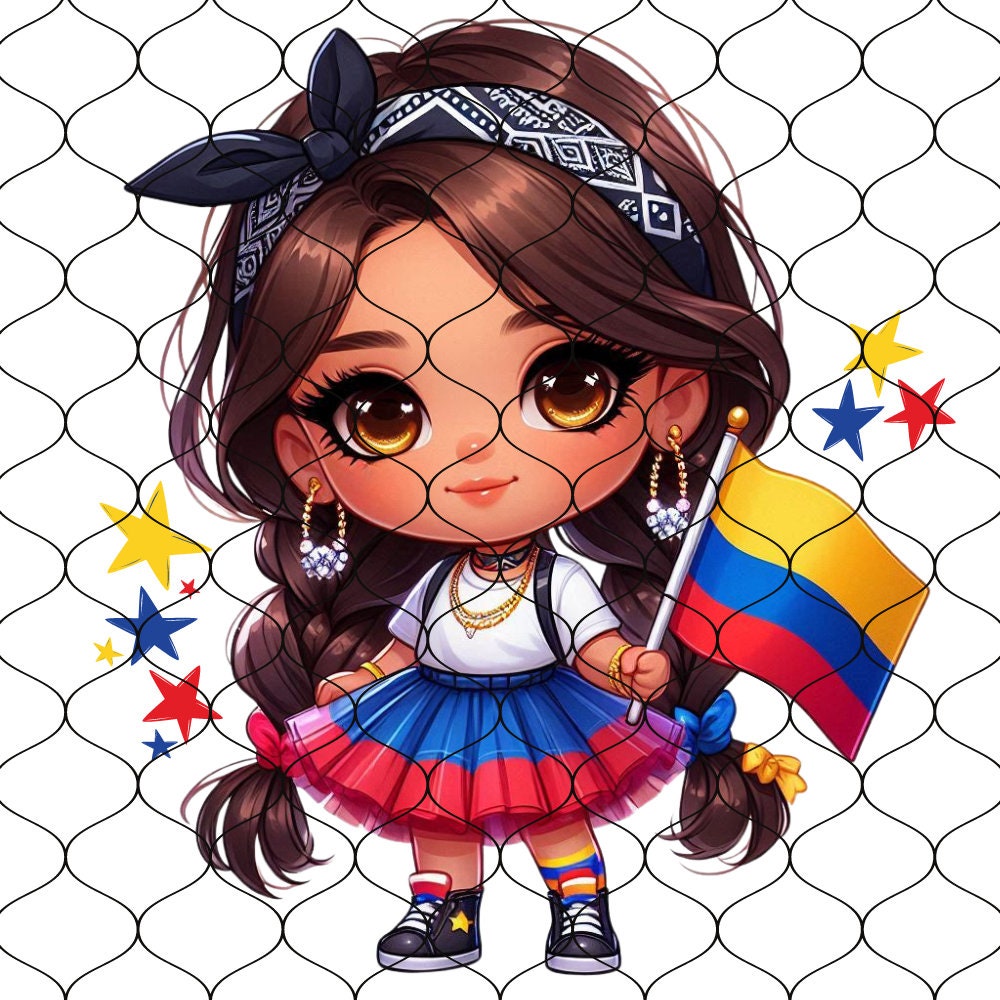 Chibi Cute Colombian Baby Girl Png, 20 Png, Colombian Girl, Proud ...