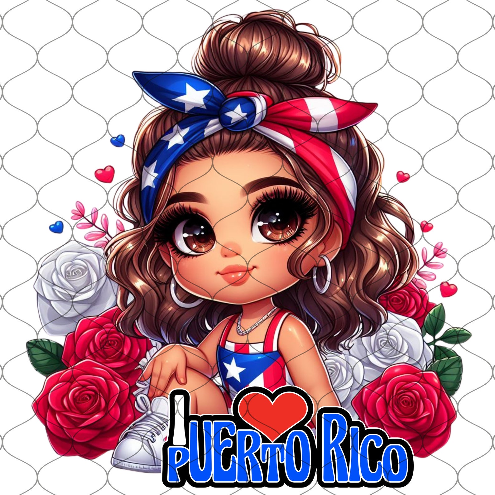 Chibi Cute Puerto Rican Baby Girl Png, 15 Png, Puerto Rico, Chibi Girl ...