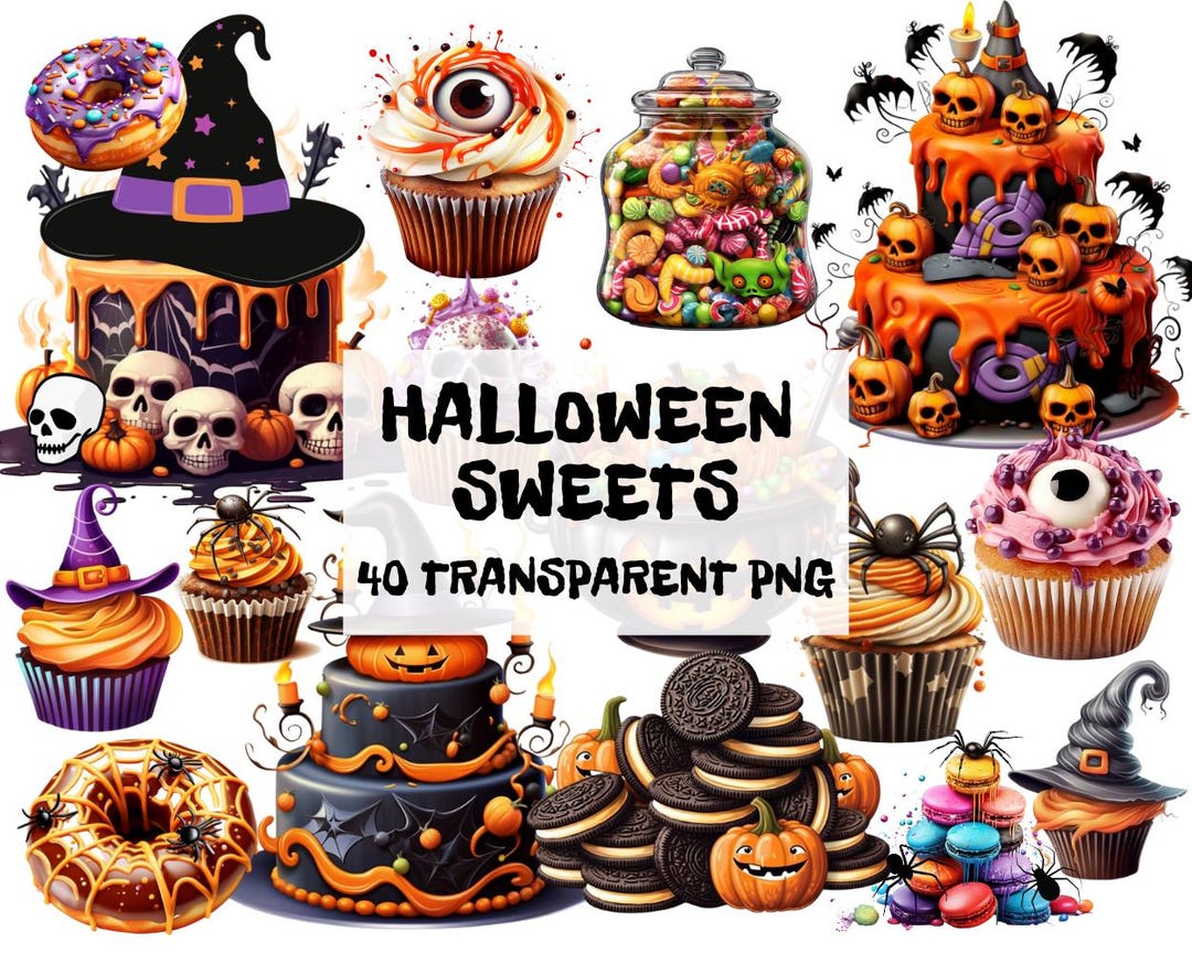 Halloween Sweets, 40 PNG, Cute Halloween Png, Halloween Png, Cute ...