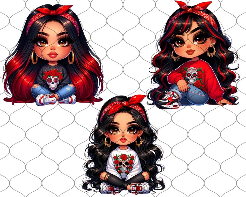 Chibi Cute Chicana Girl, 25 PNG, Chicana Clipart, Chibi Dolls Png ...
