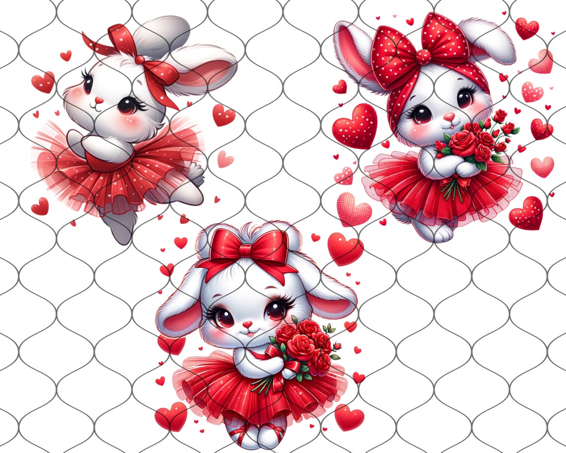 Valentine's Day Bunny, 26 PNG, Bunny Clipart, Rabbit Clipart, Cute ...